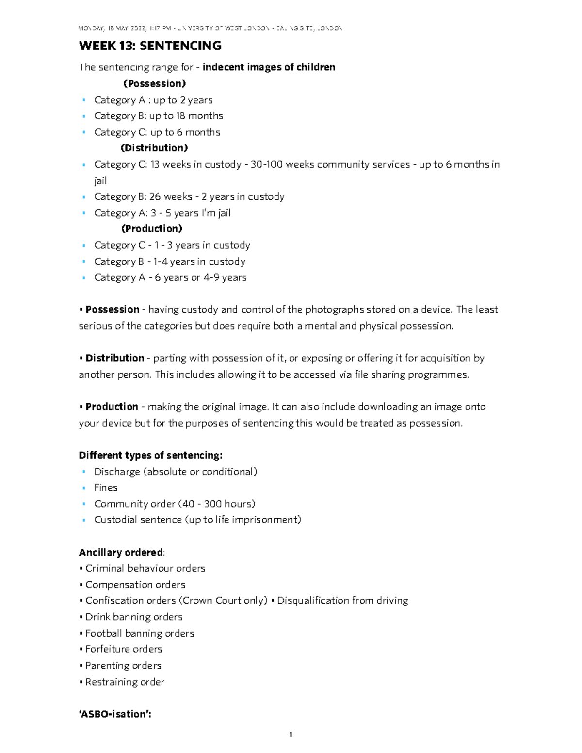 Sentencing notes - Understaning Justice - MONDAY, 16 MAY 2022, 1:17 PM ...