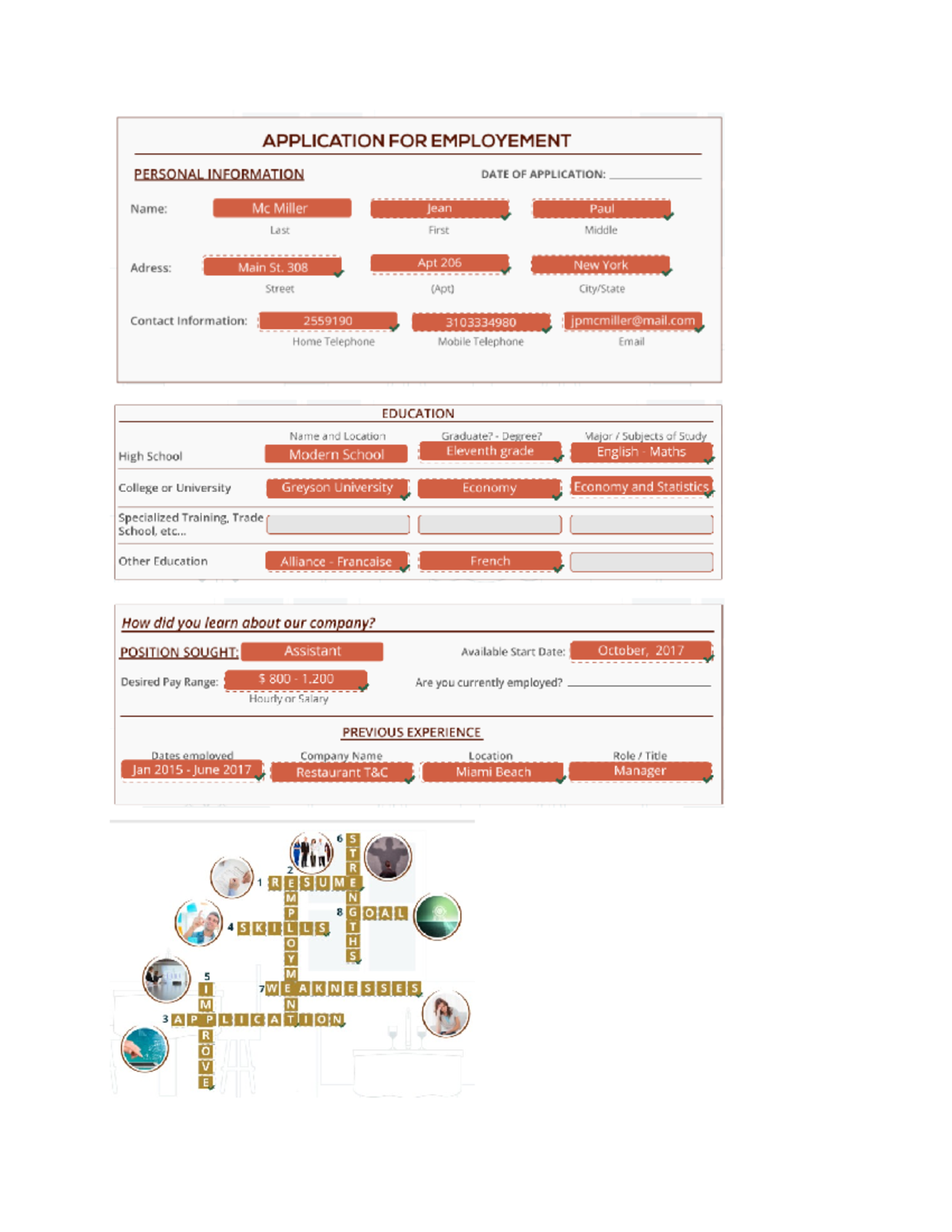 APPLICATION FOR EMPLOYEMENT - Ingles II - Studocu