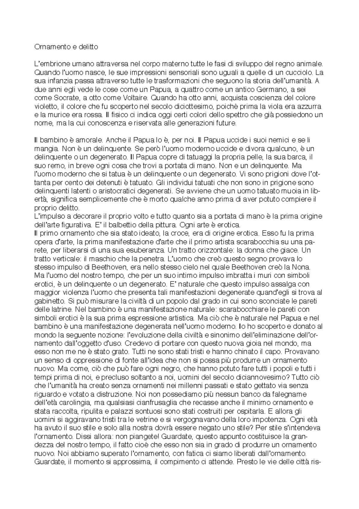 Ornamentoedelitto - saggio monotematico - Ornamento e delitto L 9 ...