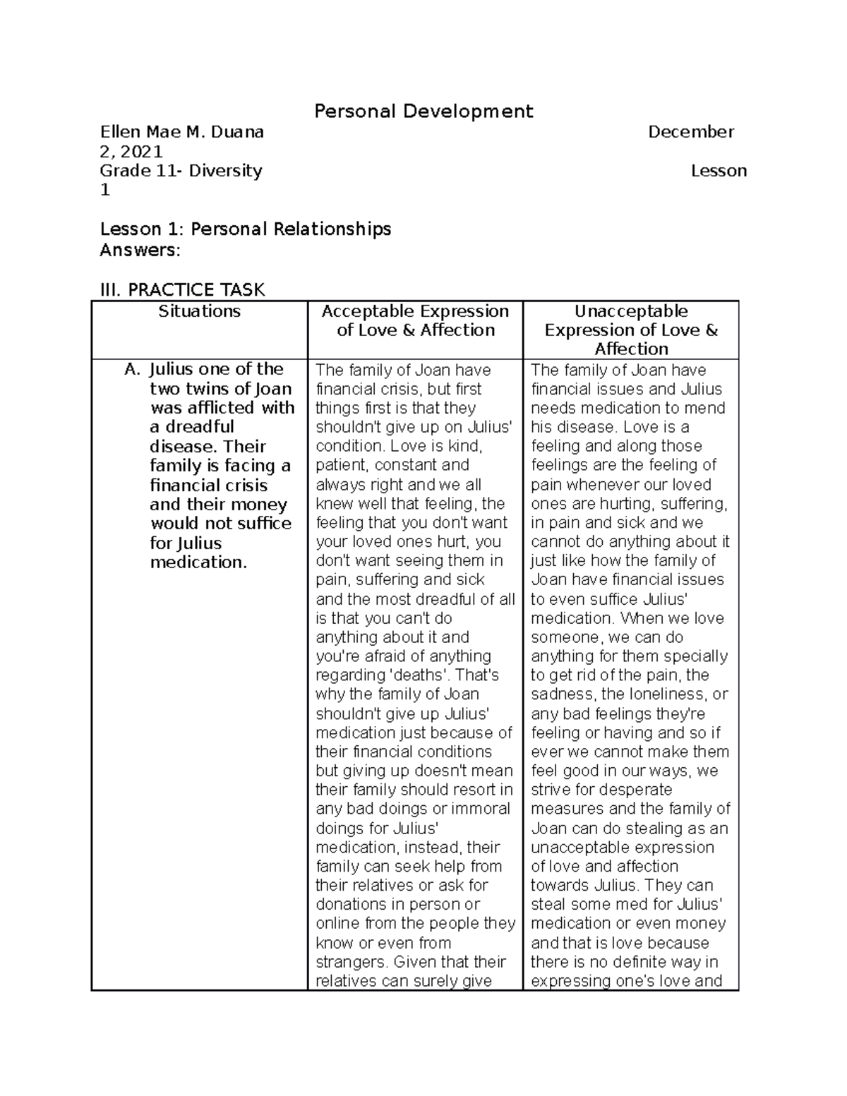 Per Dev 2 - Modular answers - Personal Development Ellen Mae M. Duana ...