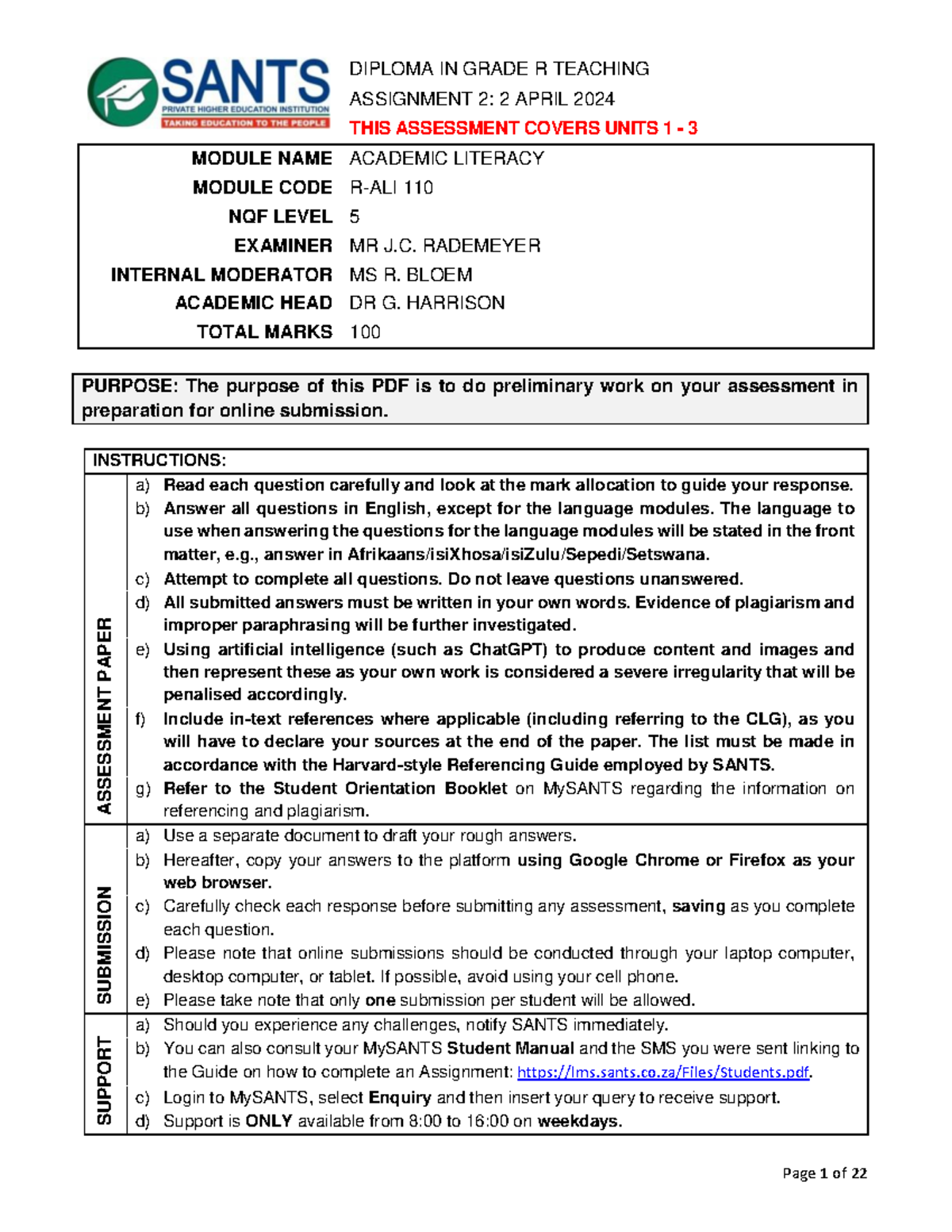 R-ALI Assignment 2 - DIPLOMA IN GRADE R TEACHING ASSIGNMENT 2 : 2 APRIL ...