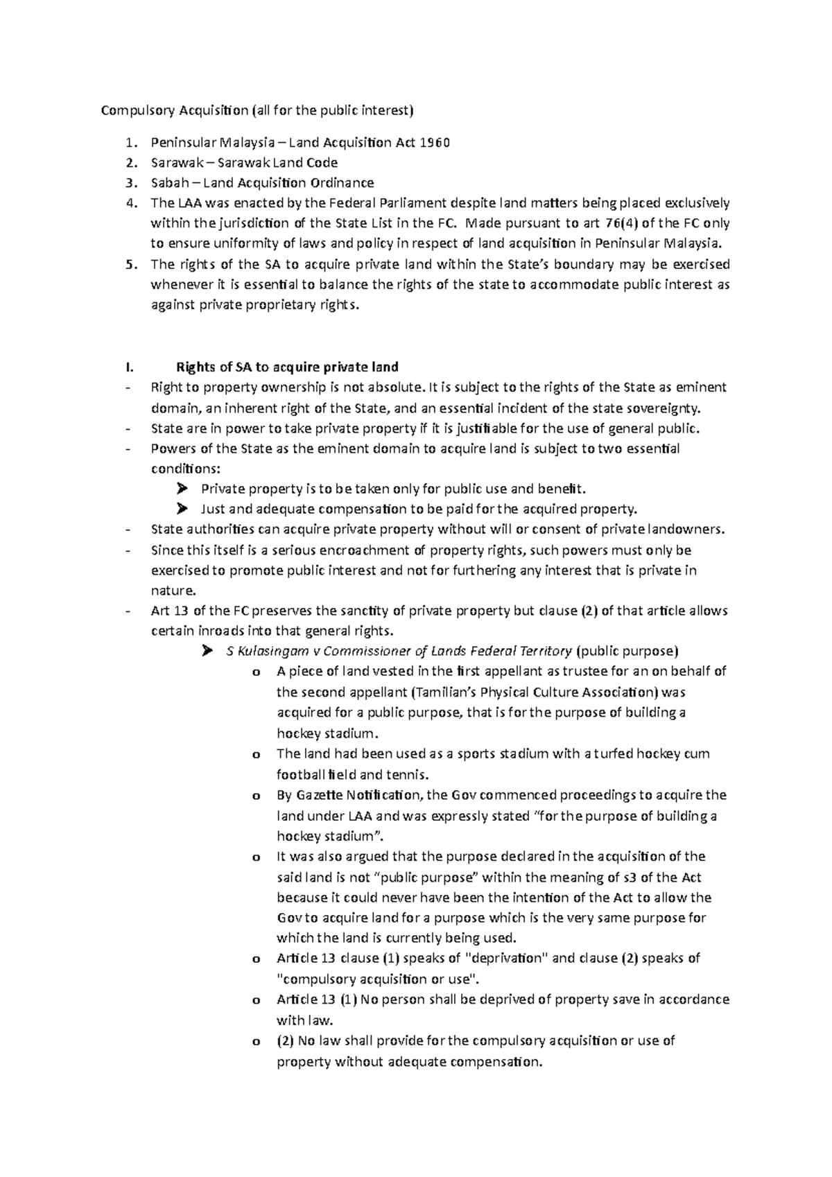 Compulsory Acquisition - Made pursuant to art 76(4) of the FC only to ...