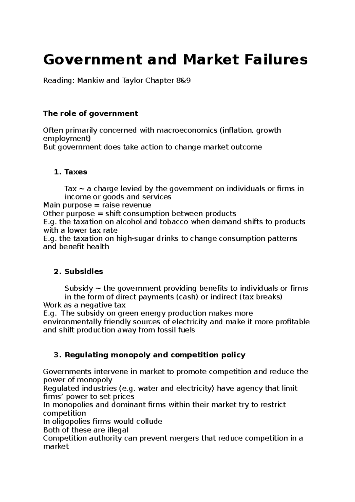 5.2 Government and Market Failures - Government and Market Failures ...