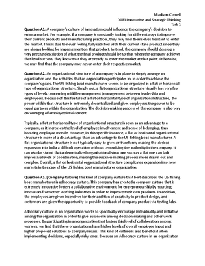 D081 Task 1 Revised Cornell - D081 Innovative and Strategic Thinking ...