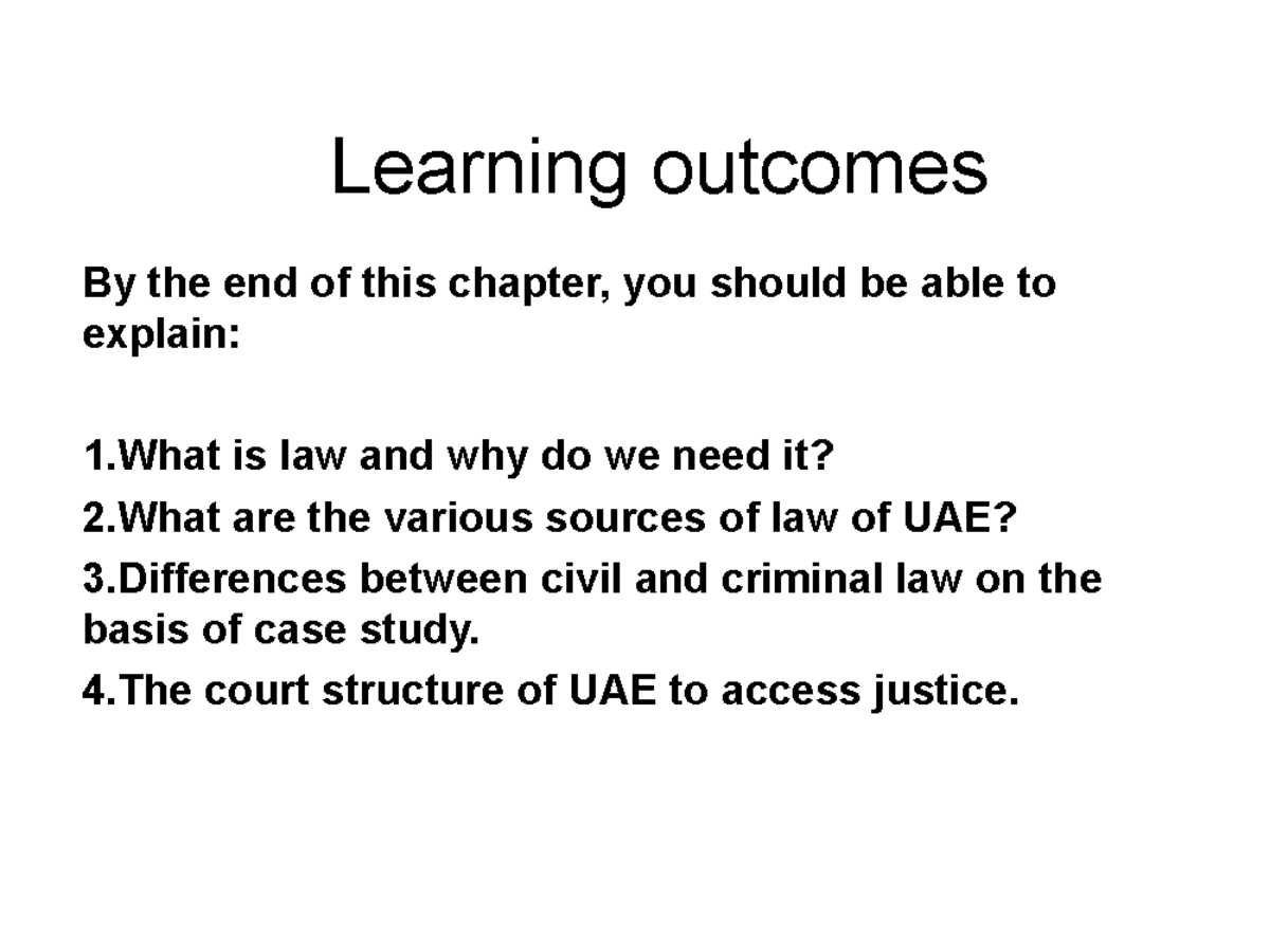 Introduction - Of - Law - Part - 1 - Learning outcomes By the end of ...