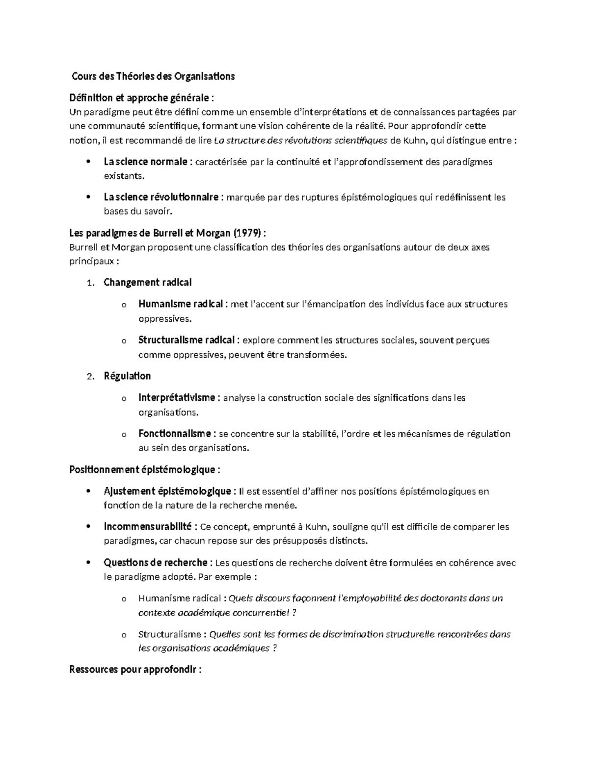 Théorie des organisations - Cours des Théories des Organisations Définition et approche générale ...