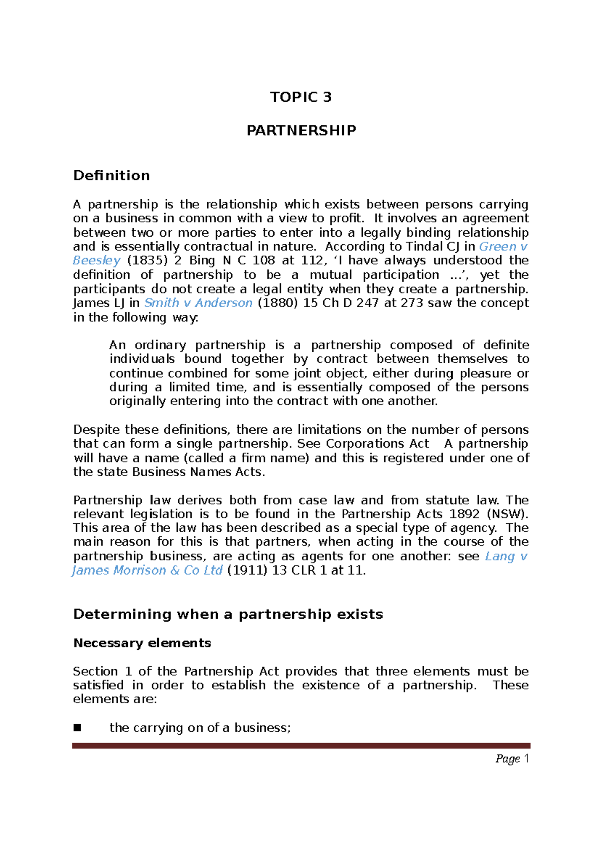 Topic-3-Partnership - TOPIC 3 PARTNERSHIP Definition A partnership is ...