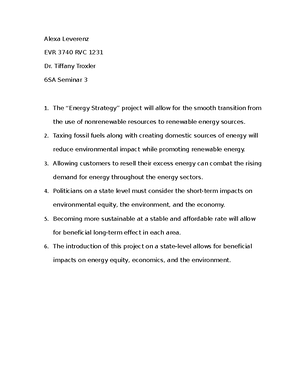 6SA 4 - 6 Sentence Argument #4 - Alexa Leverenz 6249331 March 11, 2023 ...