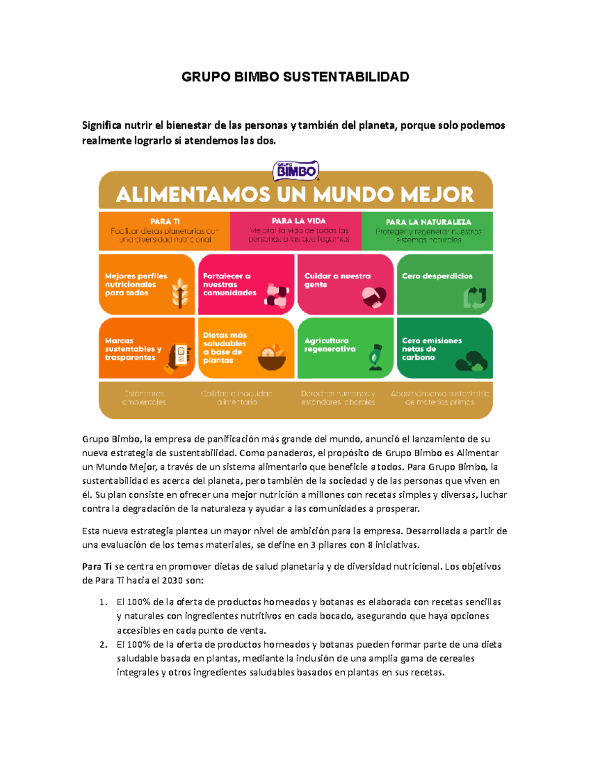 Grupo Bimbo Sustentabilidad - GRUPO BIMBO SUSTENTABILIDAD Significa ...
