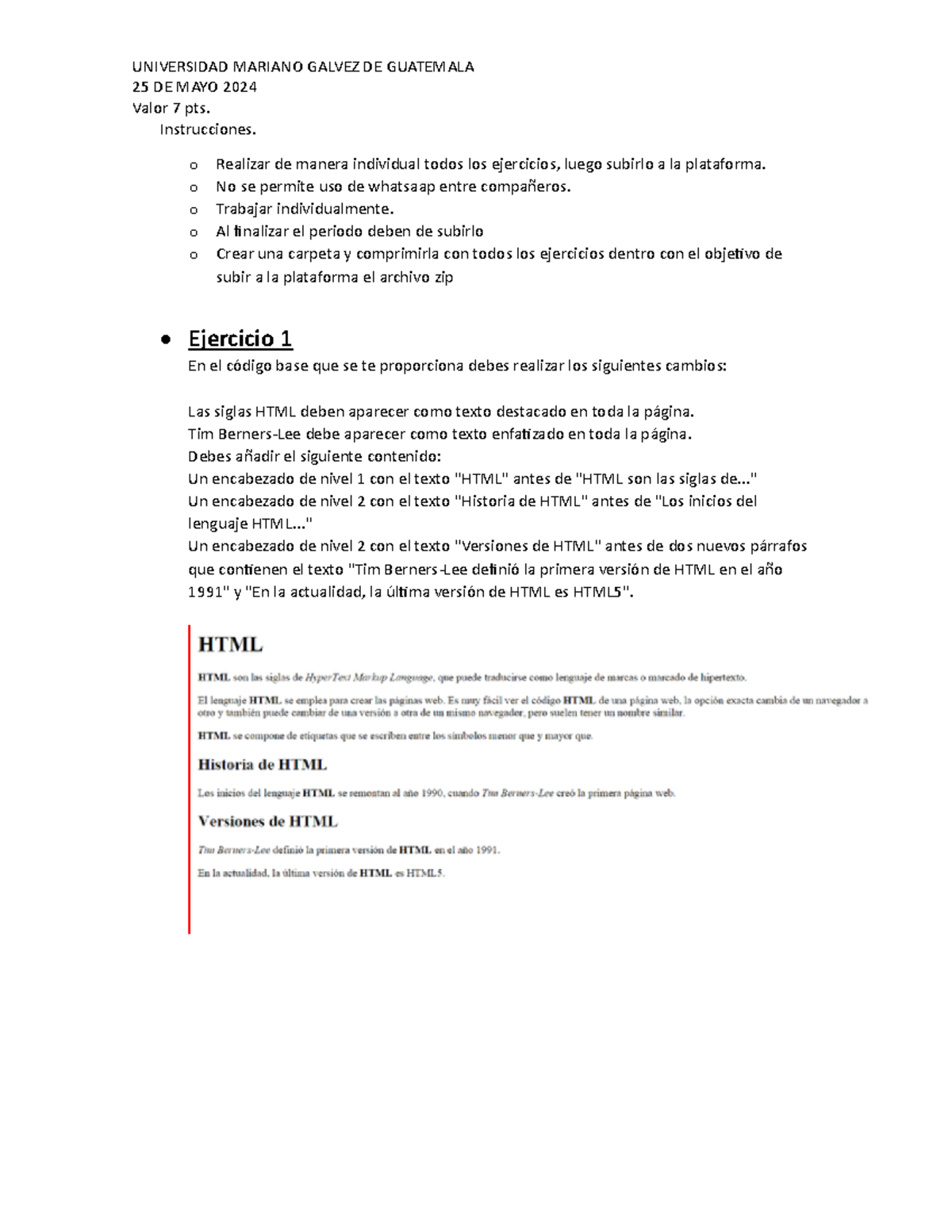 Laboratorio DE Programacion III - 25 DE MAYO 2024 Valor 7 pts. Instrucciones. o Realizar de ...