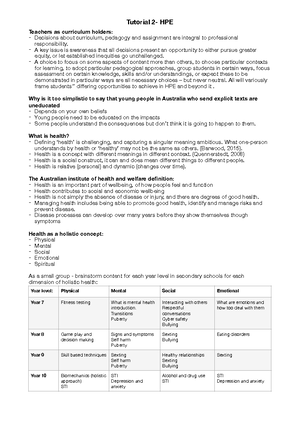 HPE Mid semester test: - Lecture 1: Physical activity, body, culture ...