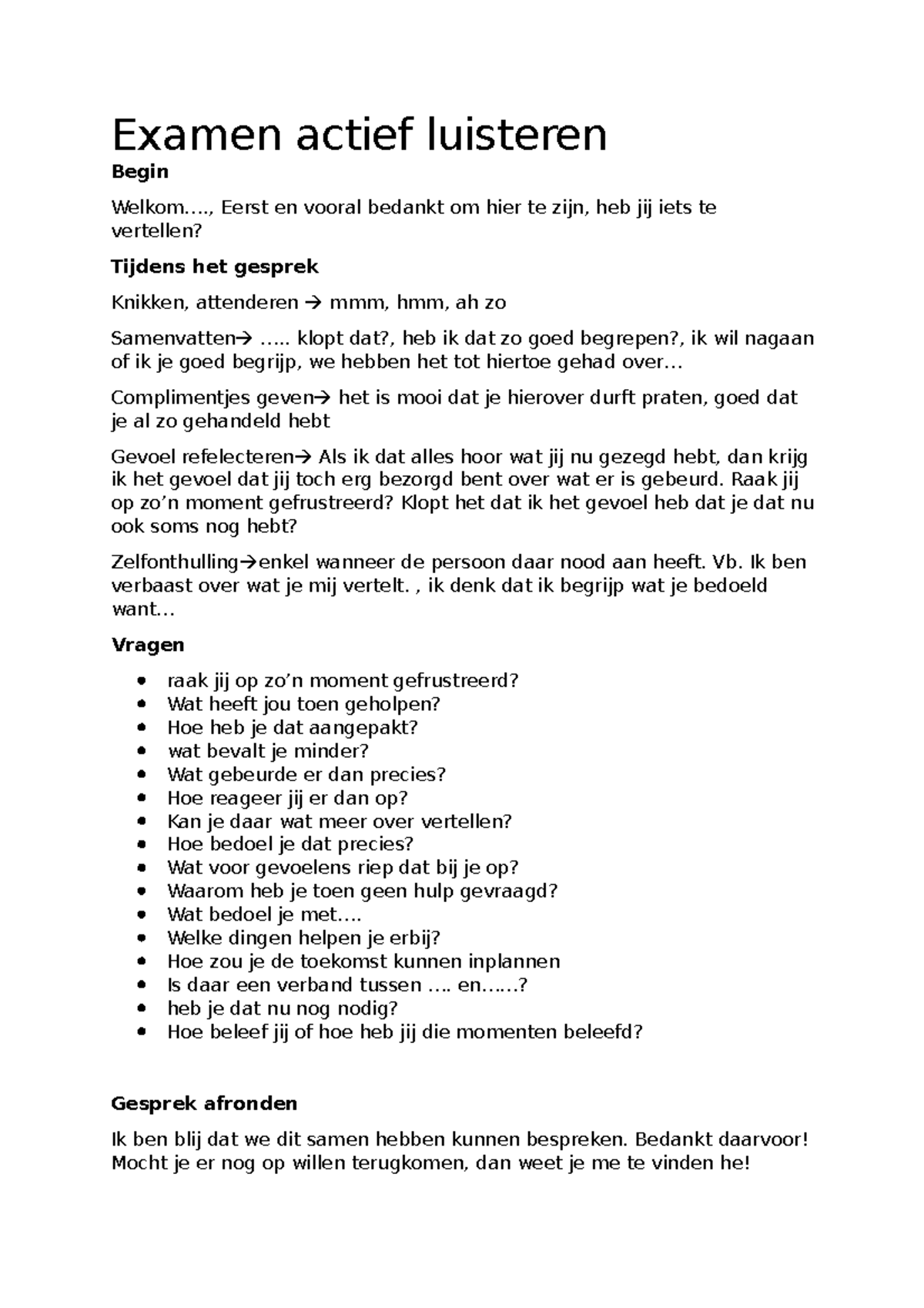 Examen actief luisteren - Examen actief luisteren Begin Welkom ...