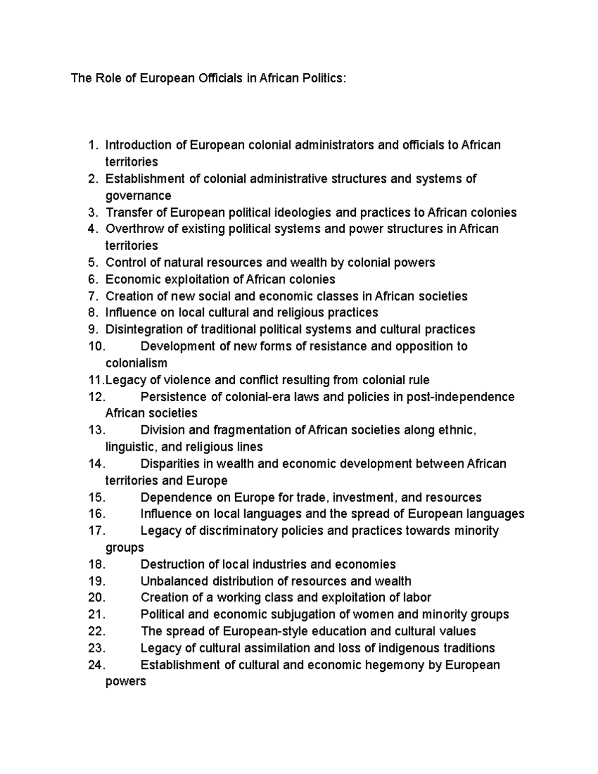 The Role of European Officials in African Politics - The Role of ...