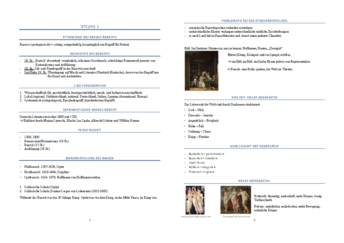 *Barock und Aufklärung Zusammenfassung - SITZUNG 1 ETYMOLOGIE DES ...