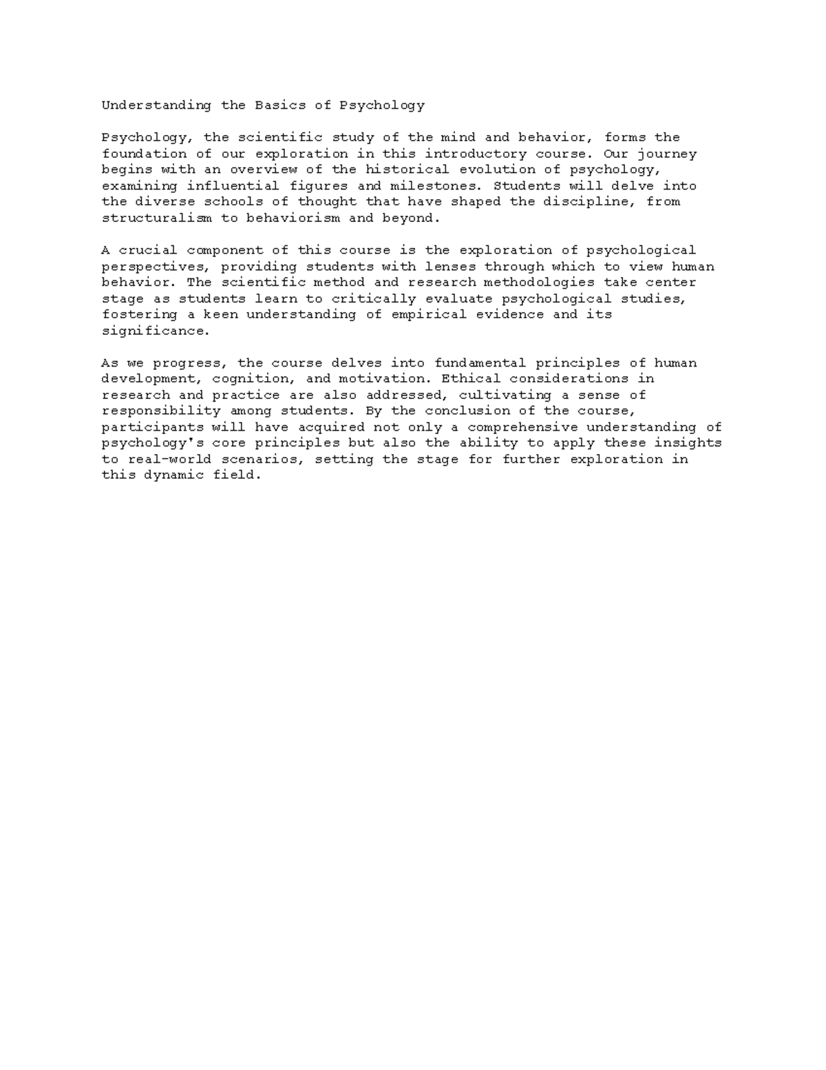 PSY - Understanding the Basics of Psychology Psychology, the scientific ...