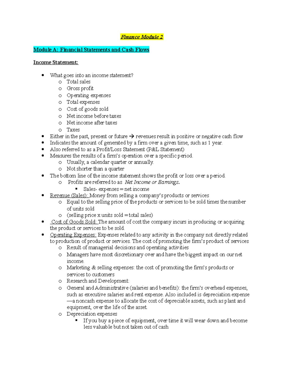Finance Module 2 - Prof. Keith W Trent - Finance Module 2 Module A ...