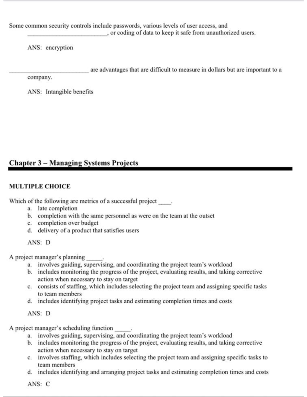 Practice questions - Some common security controls include passwords ...