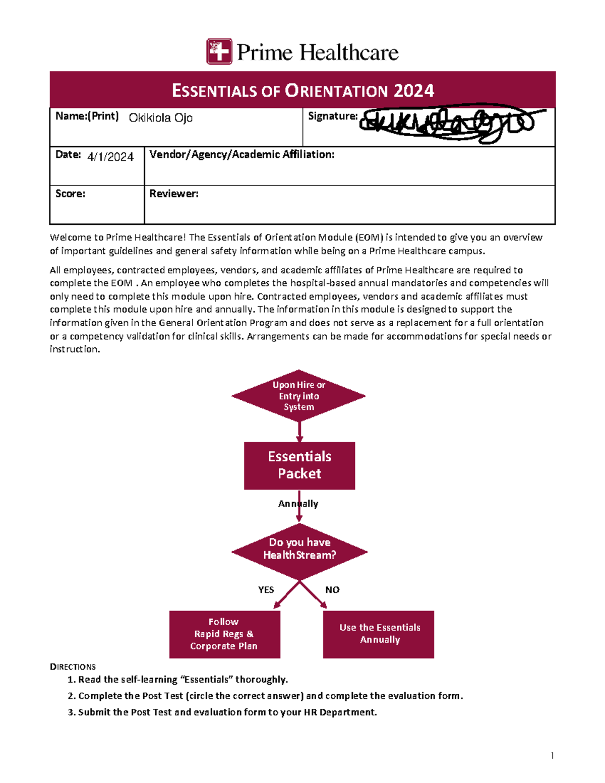 Prime Essentials 2024 with Post Test with Highlighted Answers 2 ...