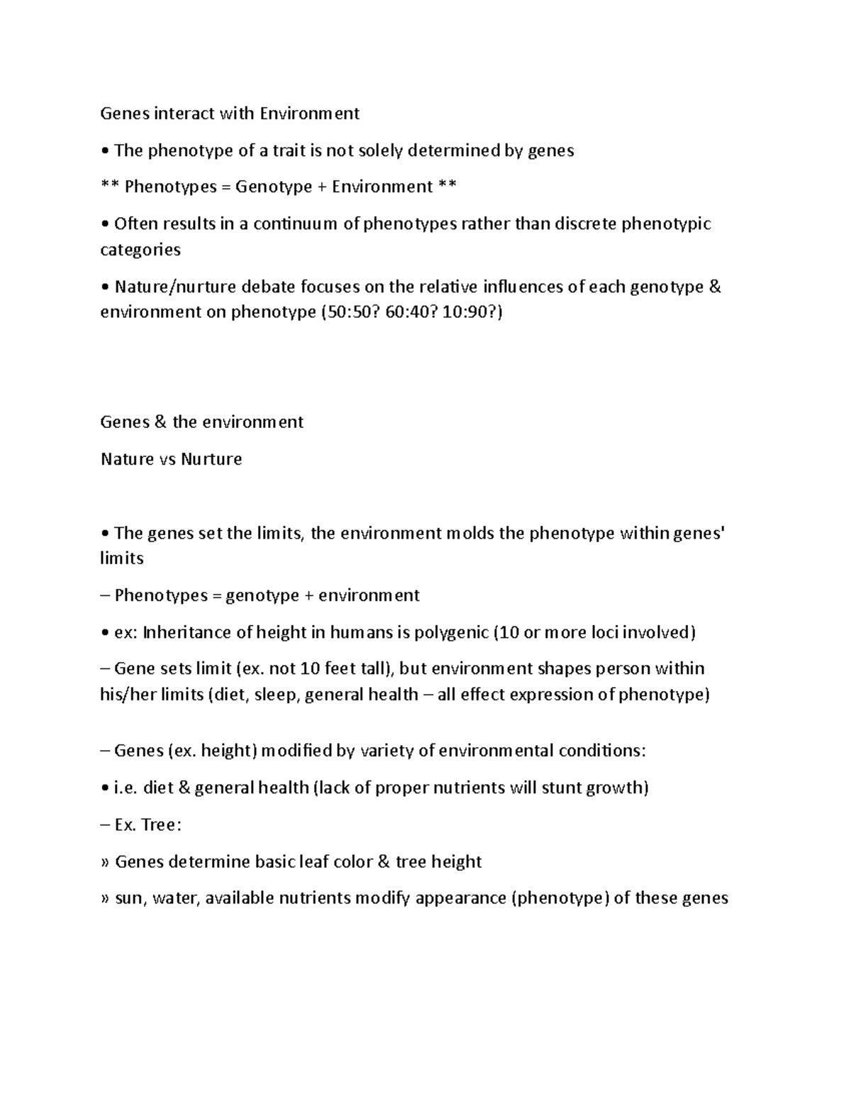 12 - Genes interact with Environment - Genes interact with Environment ...
