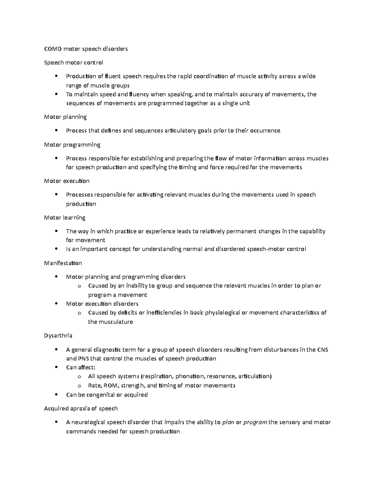COMD motor speech - The two primary therapeutic strategies are: o ...