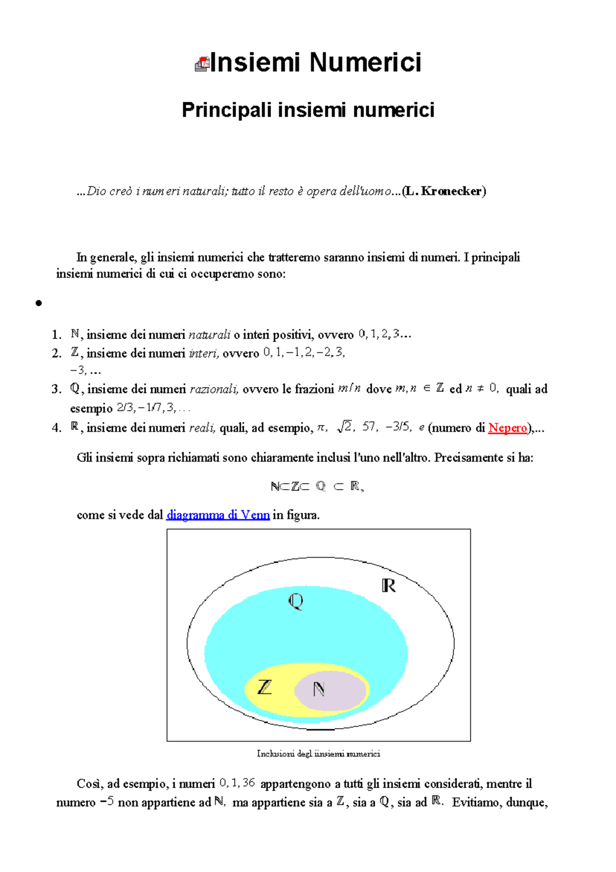 Appunti sugli insiemi numerici - Matematica I a.a. 2015/2016 - Insiemi ...