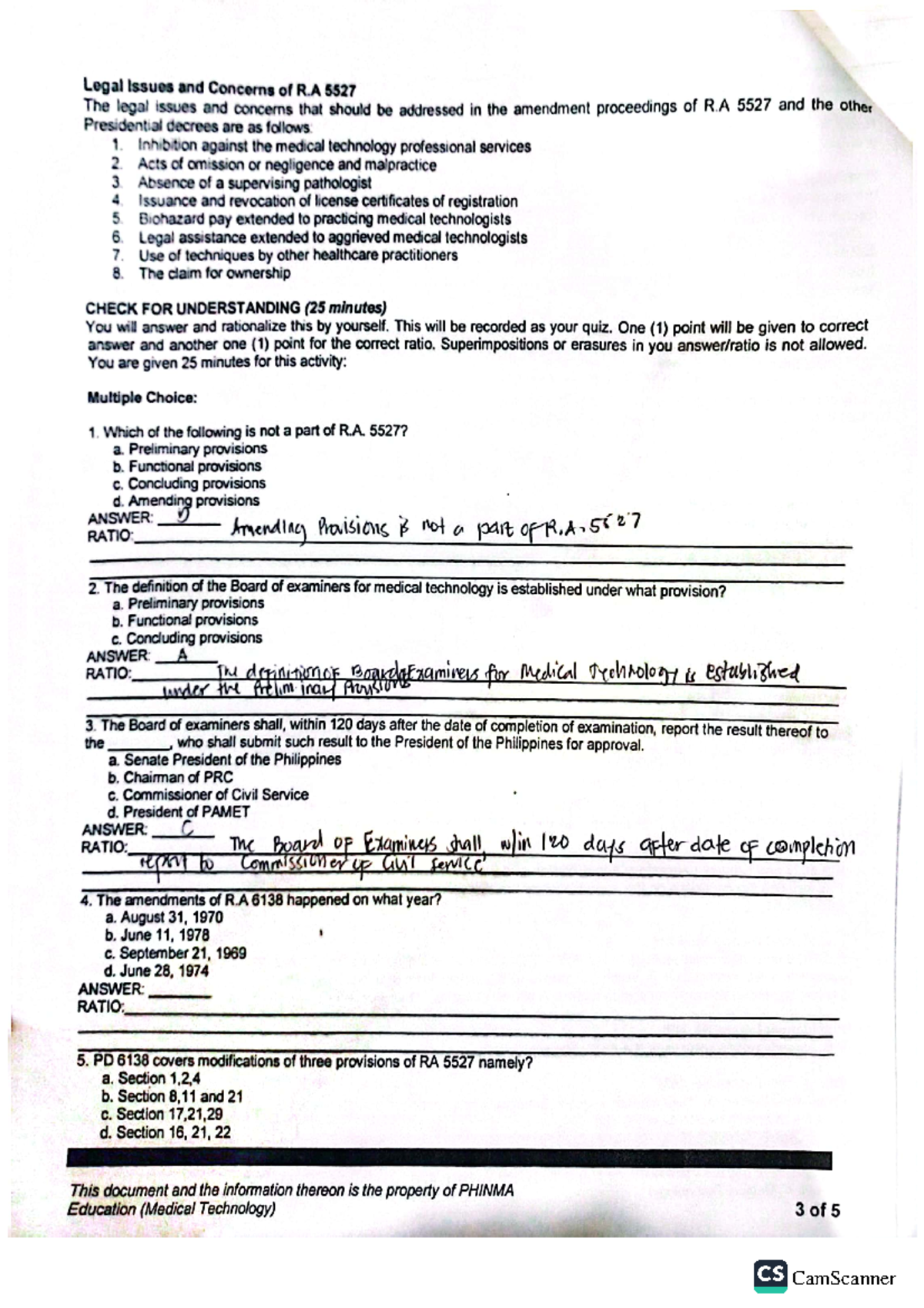 MT LAWS SAS 4 - Check Your Understanding - Medical Technology - CamScanner - Studocu