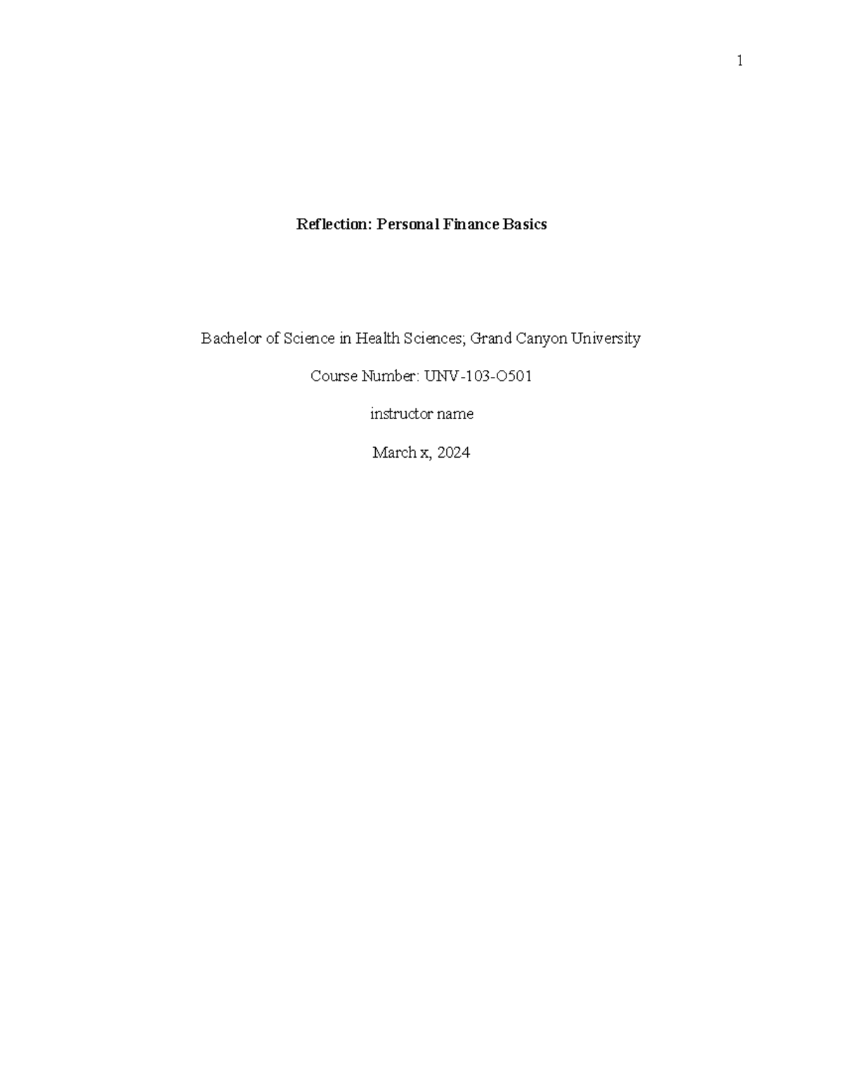 Reflection Personal Finance Basics - Reflection: Personal Finance ...