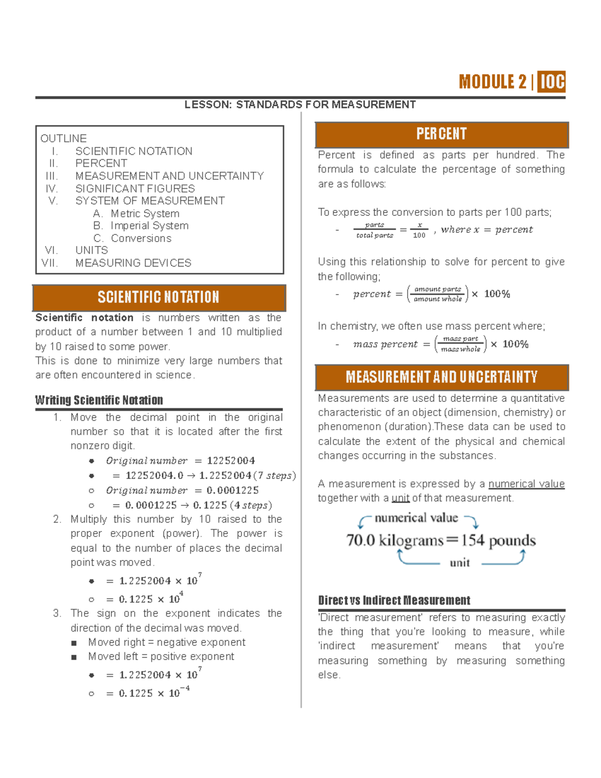 Review Inorganic CHEM (LEC) M2 - MODULE 2 | IOC LESSON: STANDARDS FOR ...