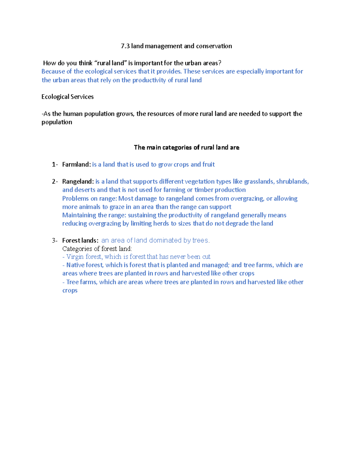 7.3 land managment and conservation - 7 land management and ...