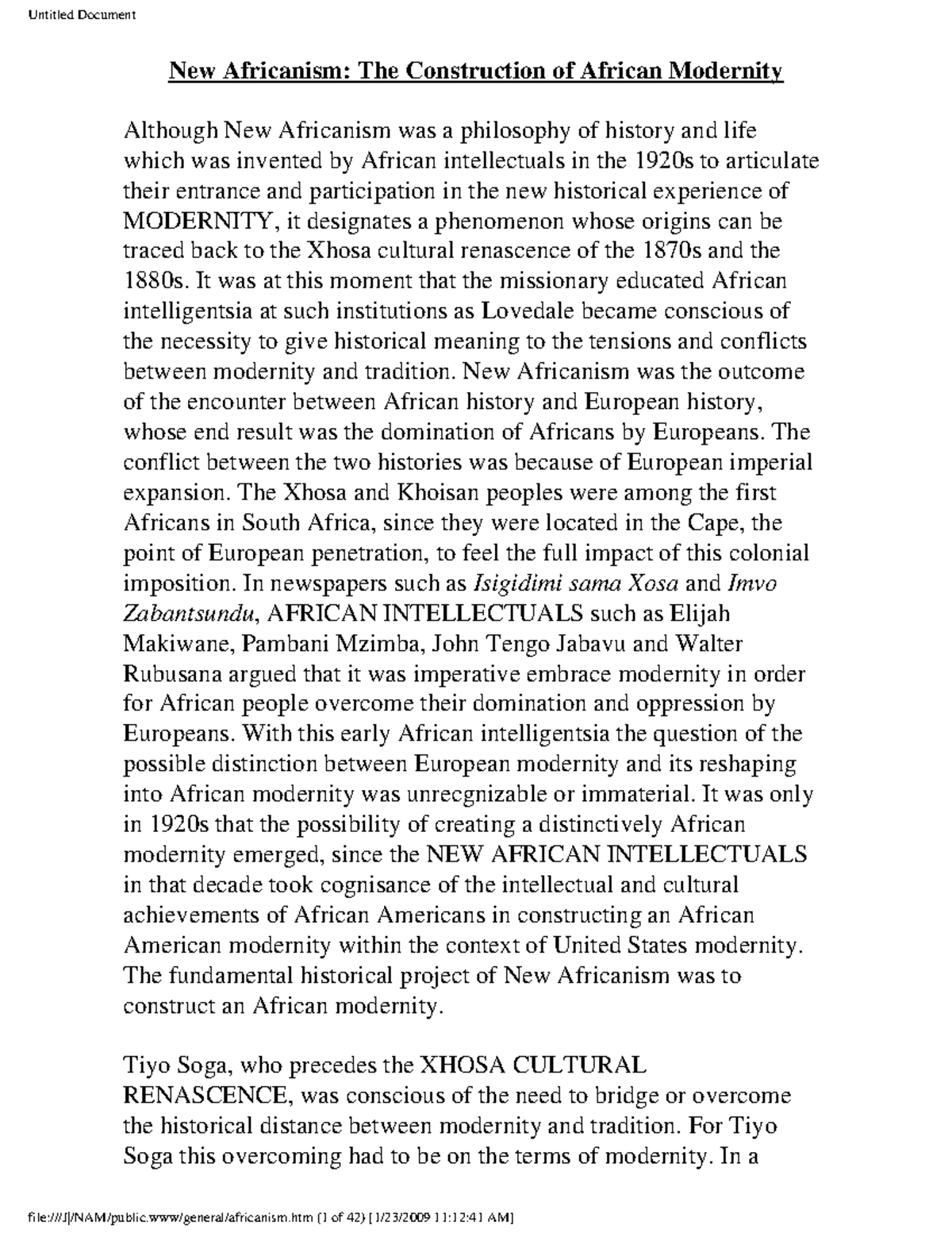 Africanism - It was at this moment that the missionary educated African ...