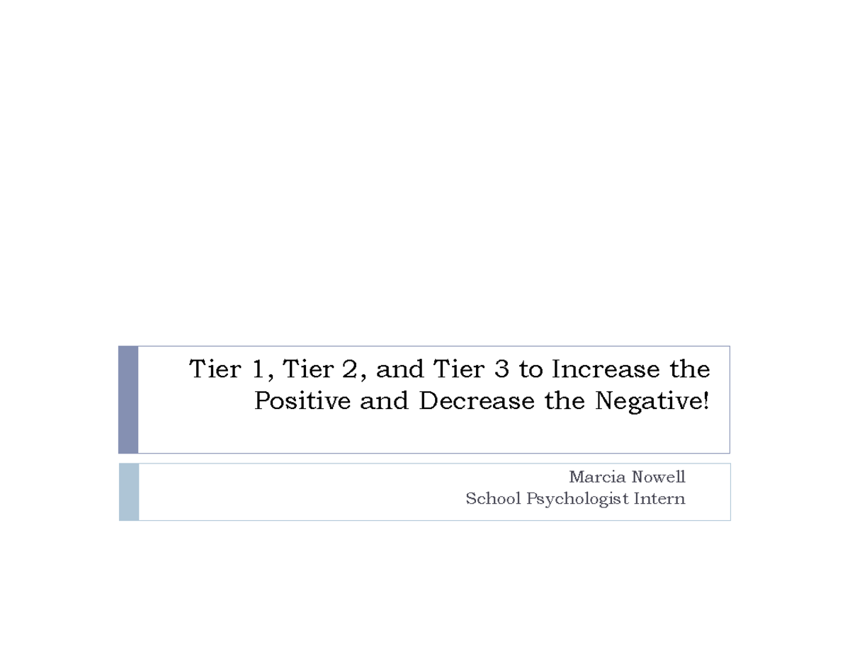 Behavioral RTI Inservice-Presentation - Tier 1, Tier 2, and Tier 3 to ...
