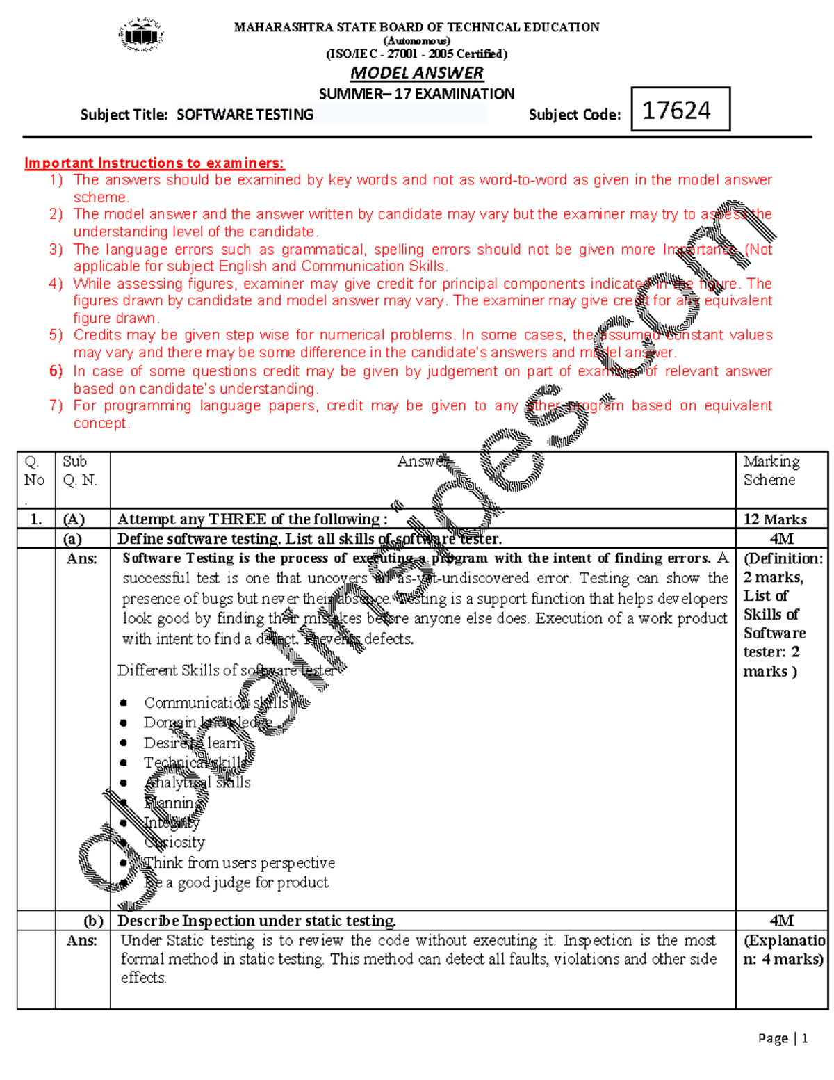 17624 2017 Summer Model Answer Paper - (Autonomous) (ISO/IEC - 27001 - 2005 Certified) MODEL ...