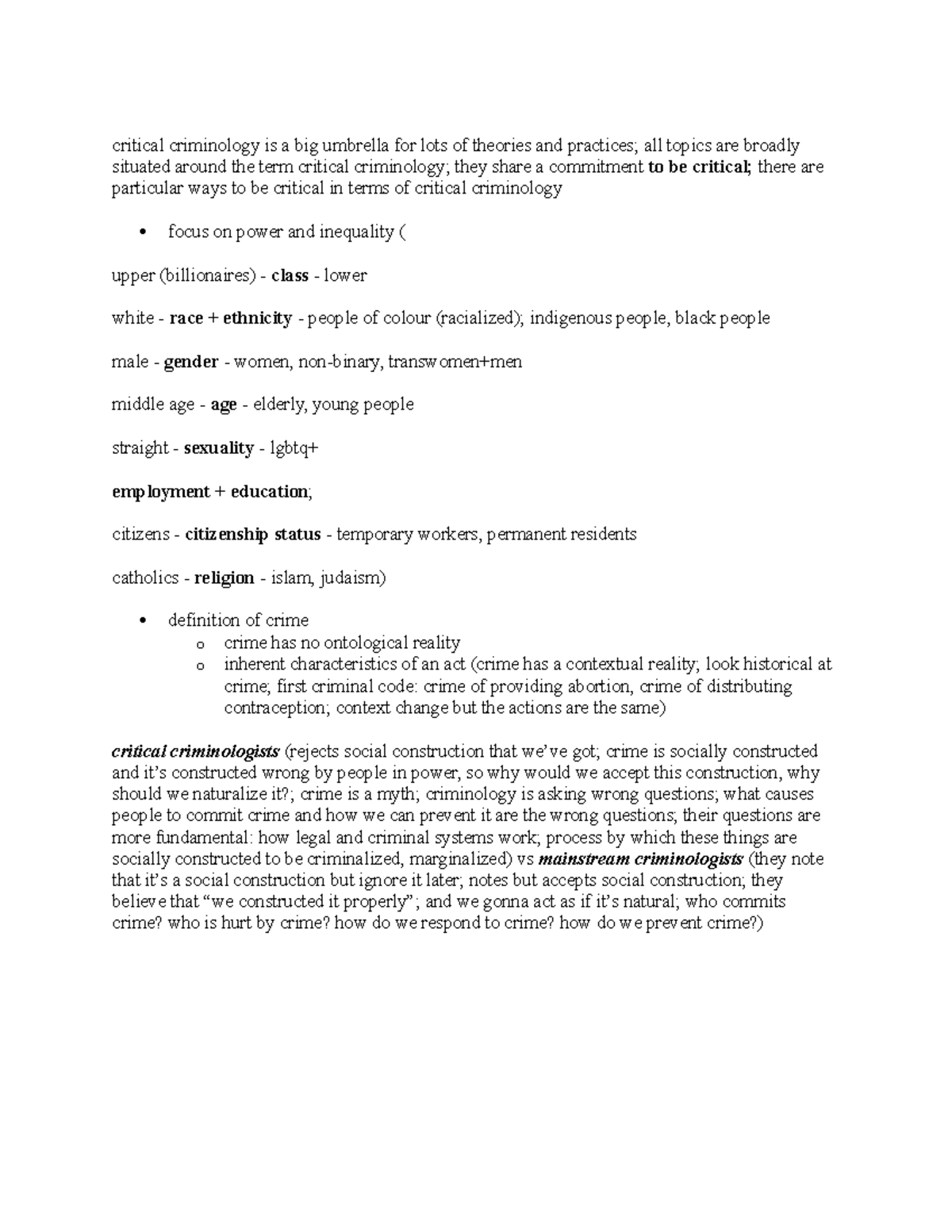 Critical crime lecture 1 - critical criminology is a big umbrella for ...