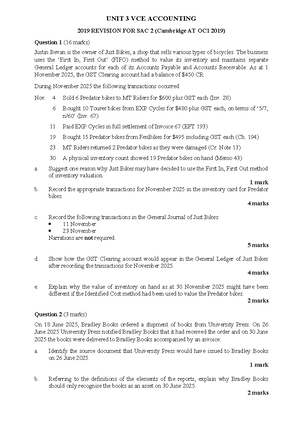 2019 Accounting Unit 3 Outcome 1 Set 1 Solutions Book Final - PES 2019 ...