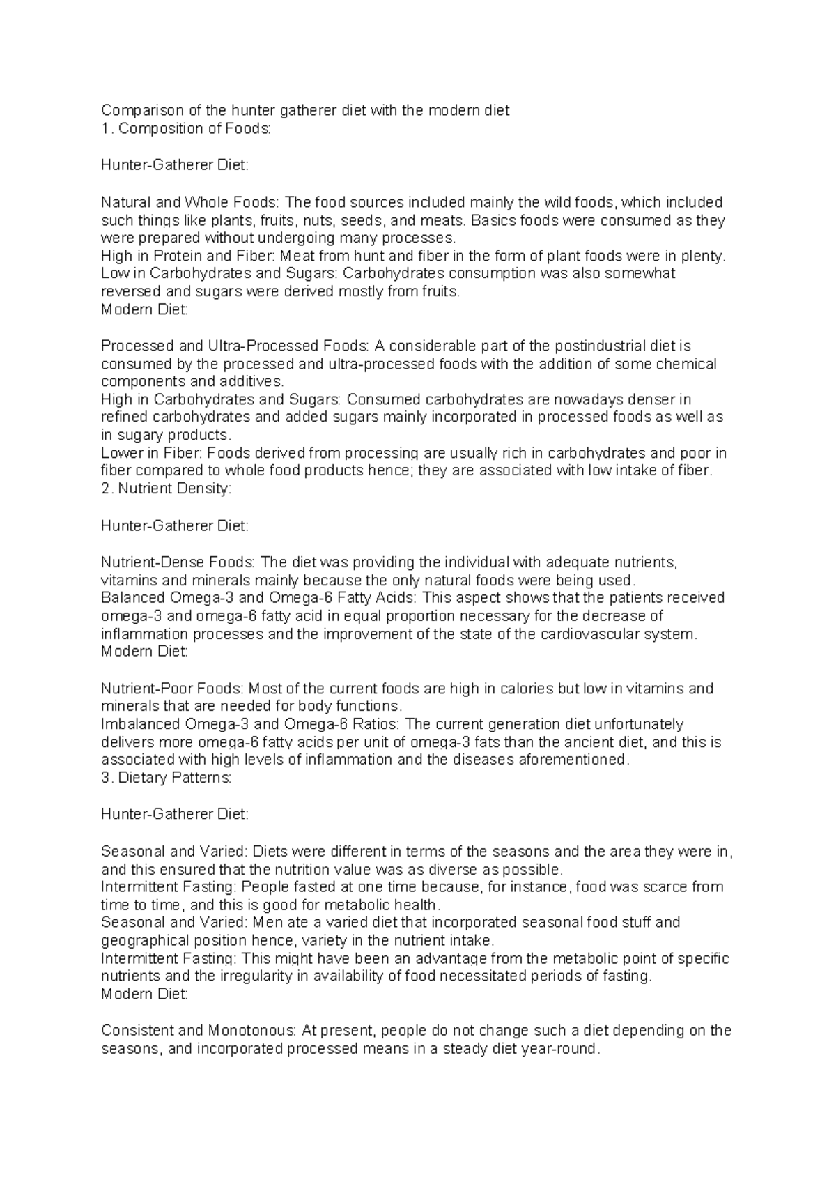 Comparison of the hunter gatherer diet with the modern diet - Basics ...