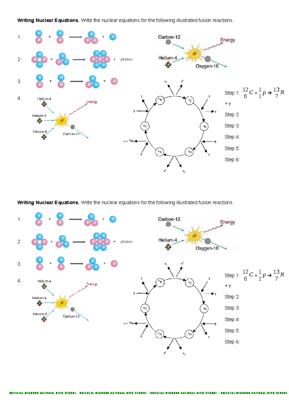 Writing Nuclear Equations - Write the nuclear equations for the ...