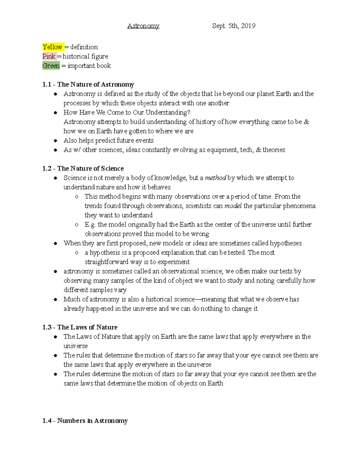 Intro to Astronomy Notes - PHYS 1000 - U of W - Studocu