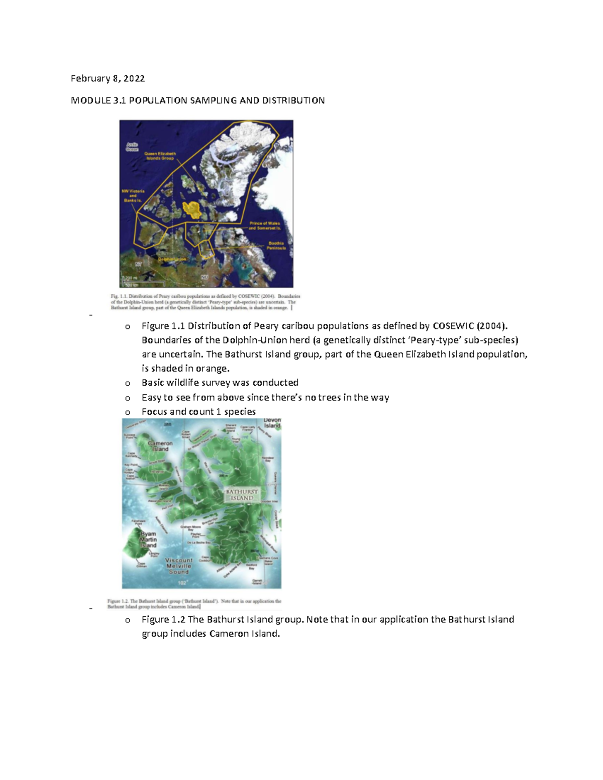 February 8 - population sampling and distribution, distance sampling ...
