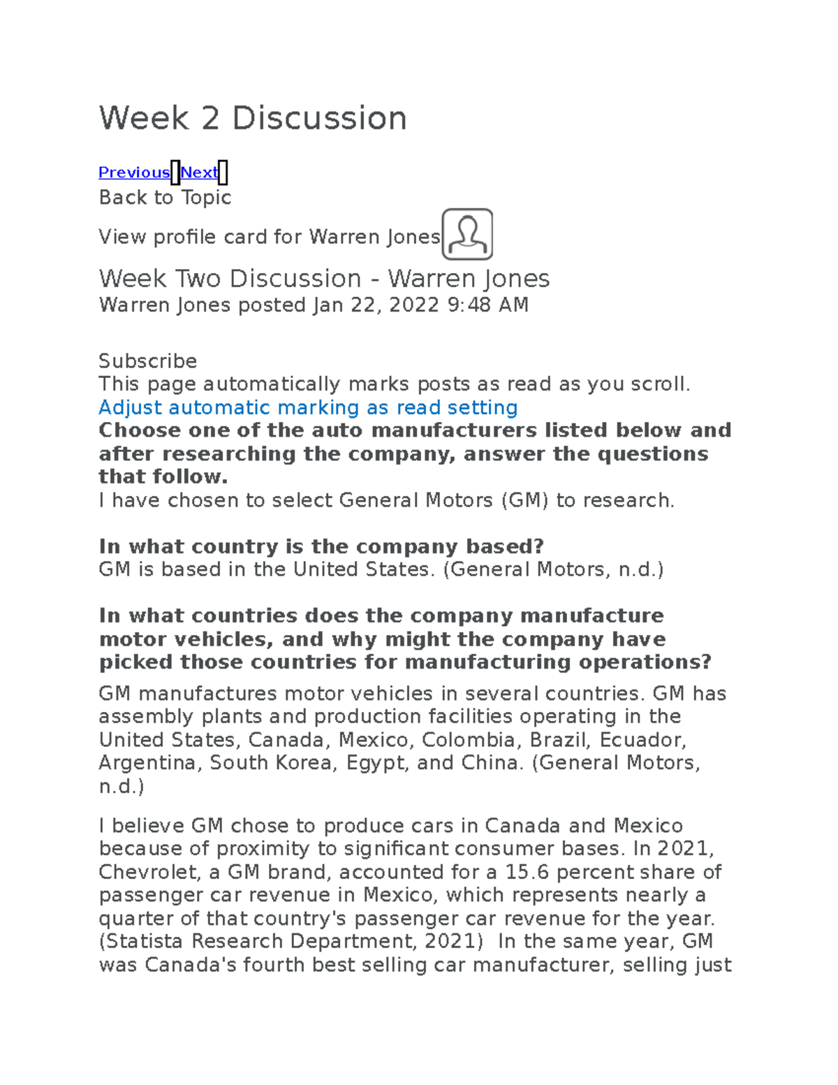 Week 2 Discussion Responses - Week 2 Discussion Previous Next Back to ...