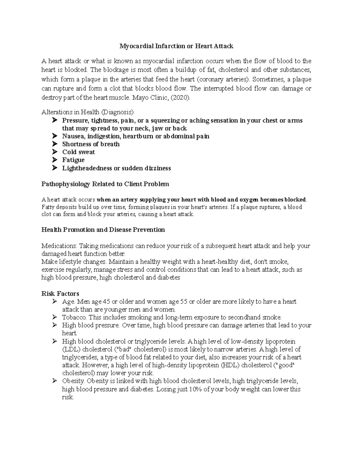 Myocardial Infarction or Heart Attack cases study - Myocardial ...