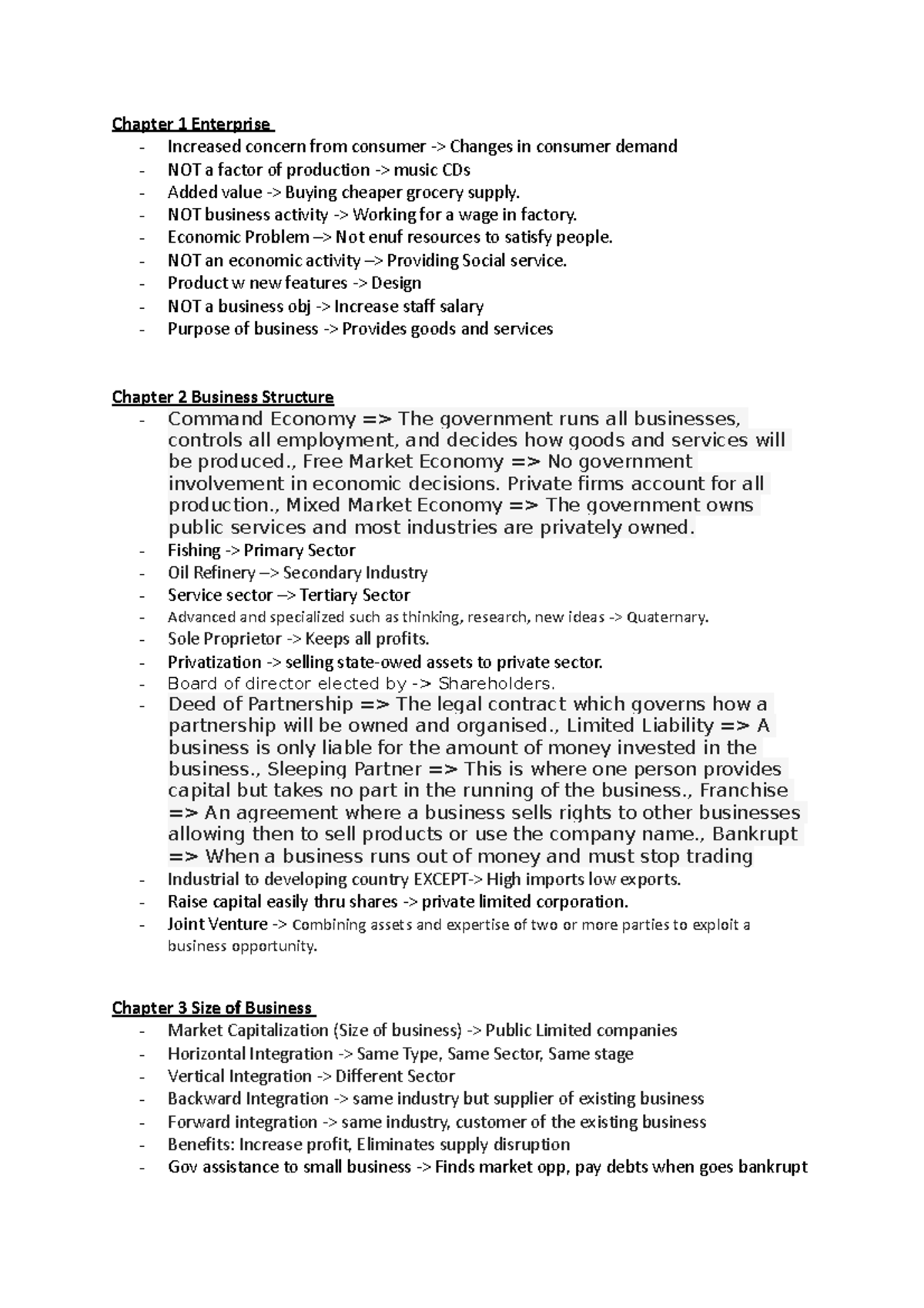 Chapter 1 Enterprise - Yes - Chapter 1 Enterprise - Increased concern ...