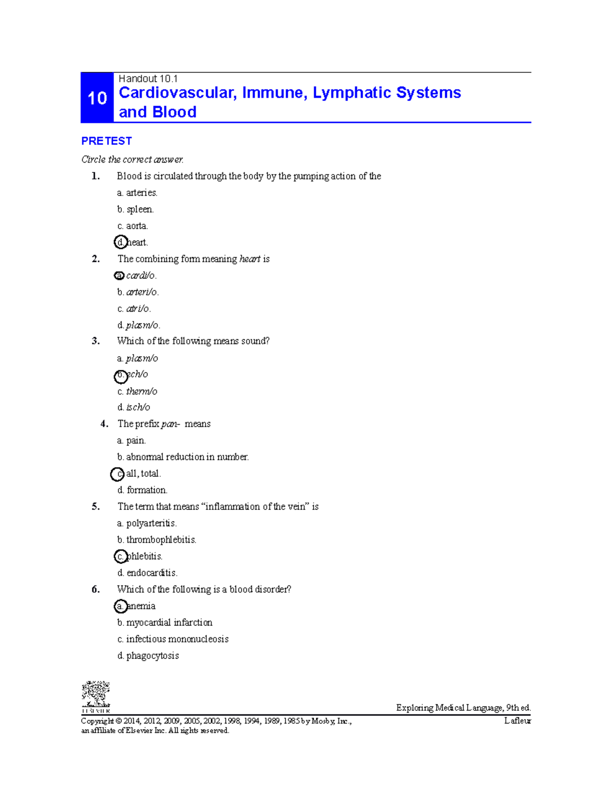 Chapter 010 HPRS1206 10 Handout 10 Cardiovascular Immune Lymphatic