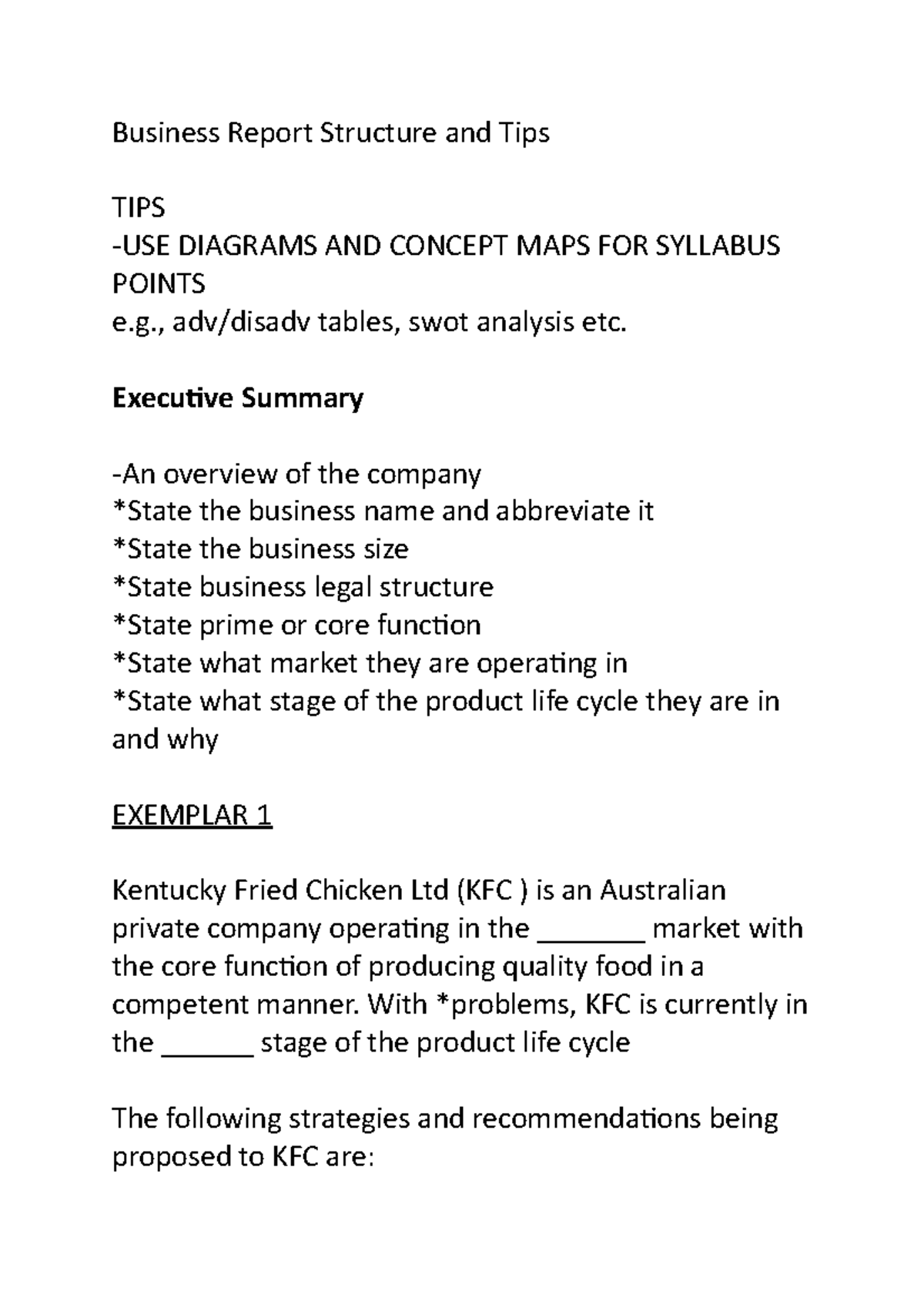 Business Report Structure and Tips - Business Report Structure and Tips ...