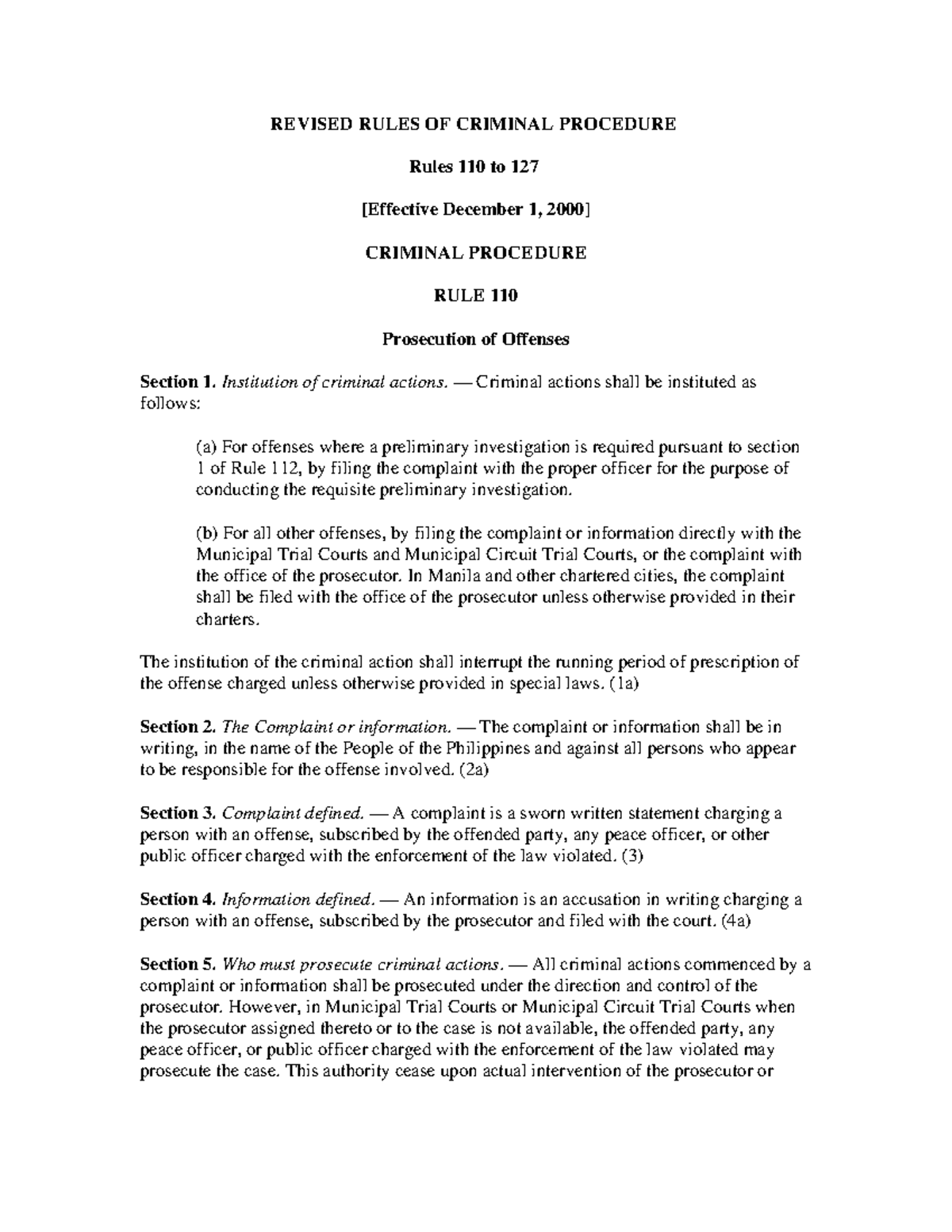 Rules of Criminal Procedure - REVISED RULES OF CRIMINAL PROCEDURE Rules ...