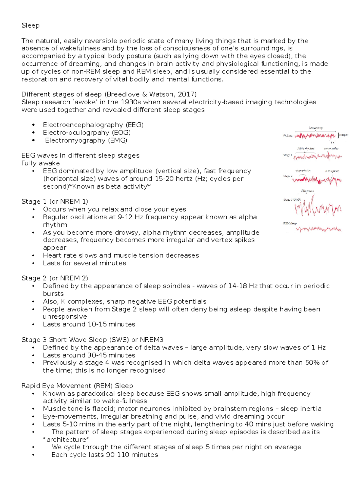 Sleep - Lecture notes 3 - Sleep The natural, easily reversible periodic ...