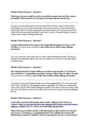 HIS 200 Module Four Short Response - Module 4 Short Responses ...