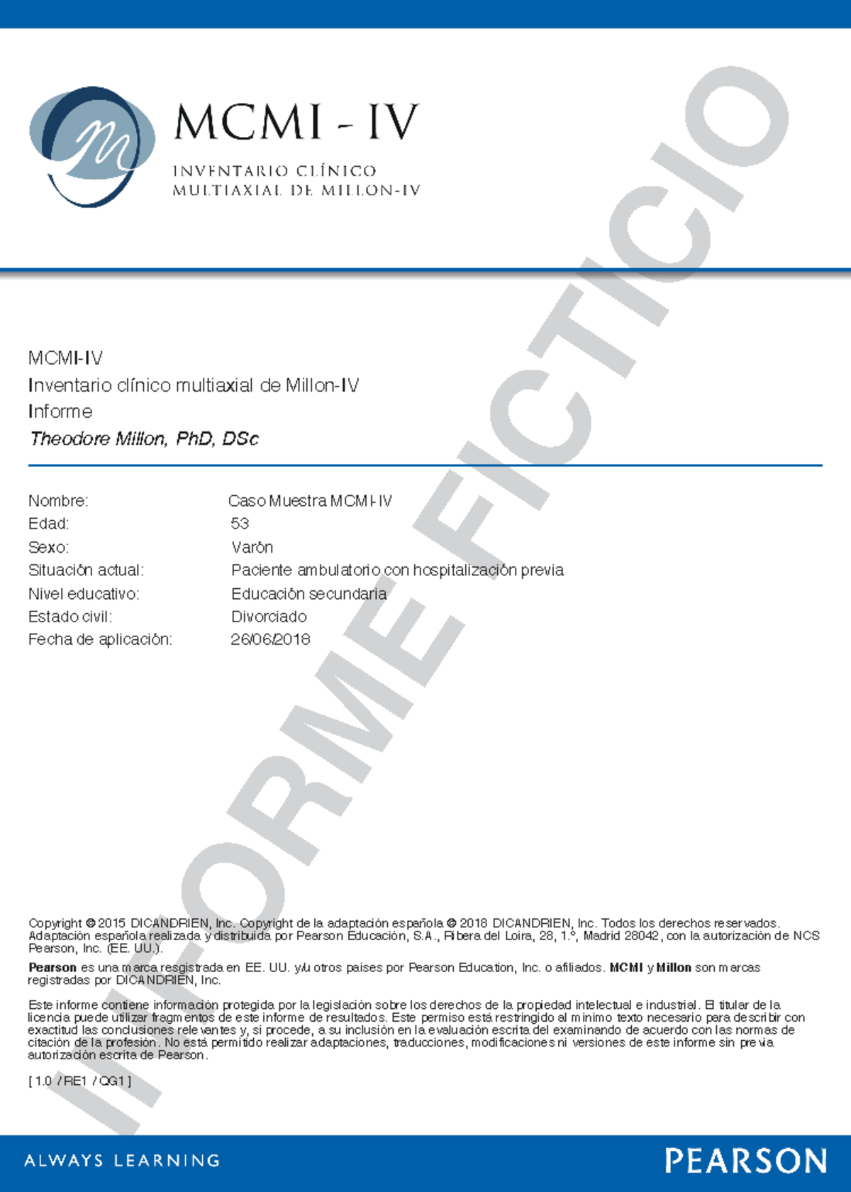Ejemplo de perfil de resultados MCMI-IV - MCMI-IV Inventario clínico ...