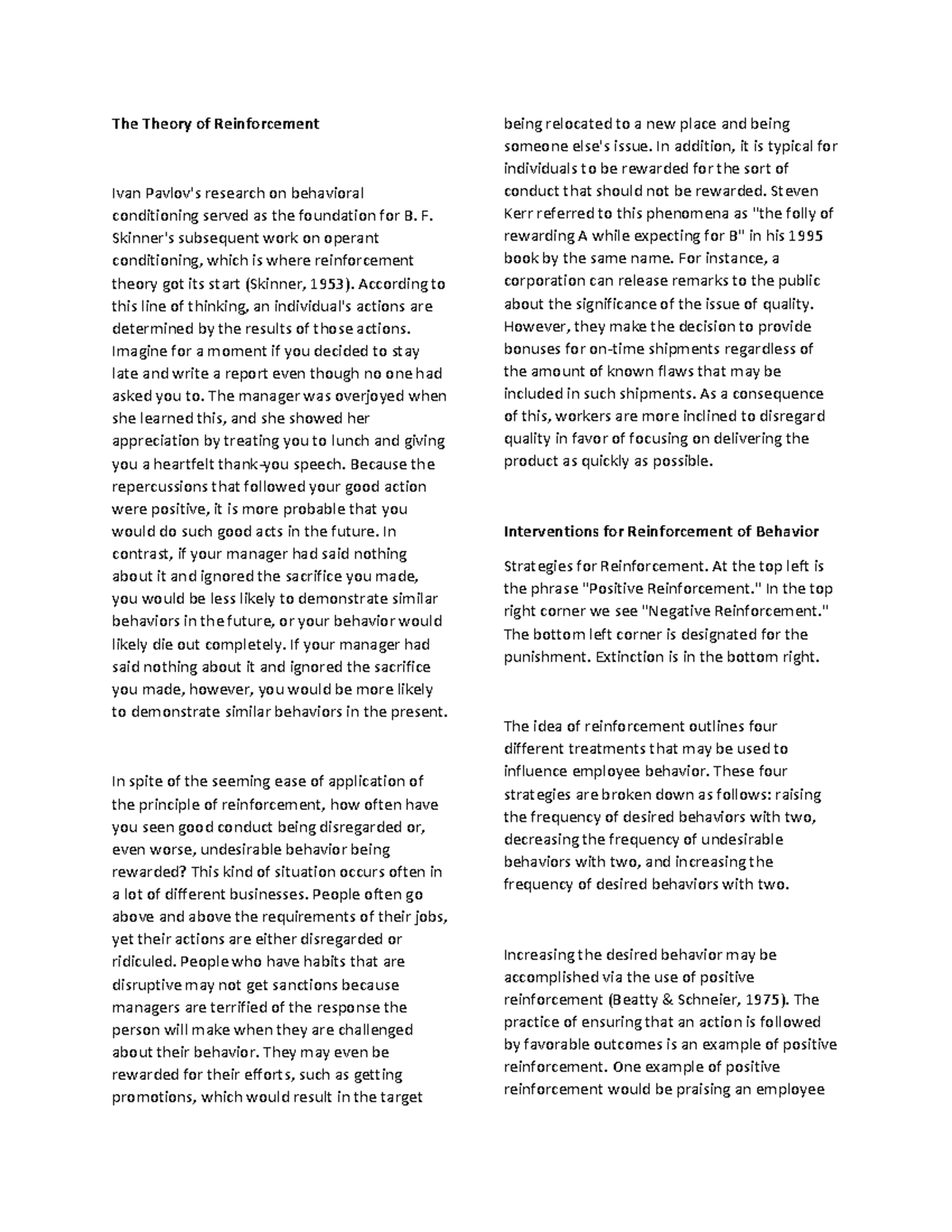 The Theory of Reinforcement - F. Skinner's subsequent work on operant ...