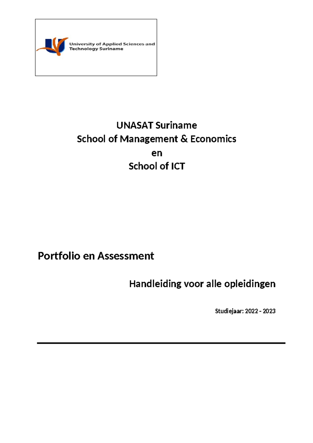 SHL Portfolio en Assessment 2022-2023 - UNASAT Suriname School of ...