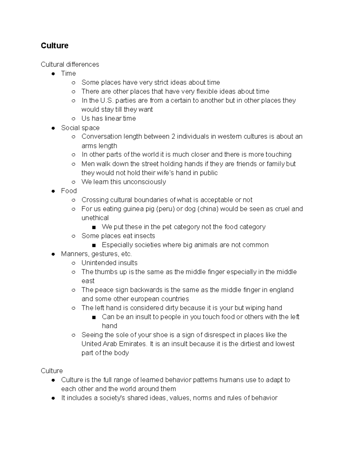 Anth 101 Culture - Dr. Joyce - Culture Cultural differences Time Some ...